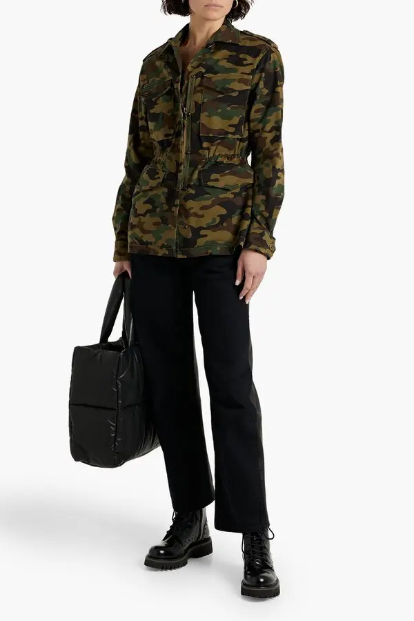 Nili Lotan Wren Camouflage Jacket In Army Green - 85% Off